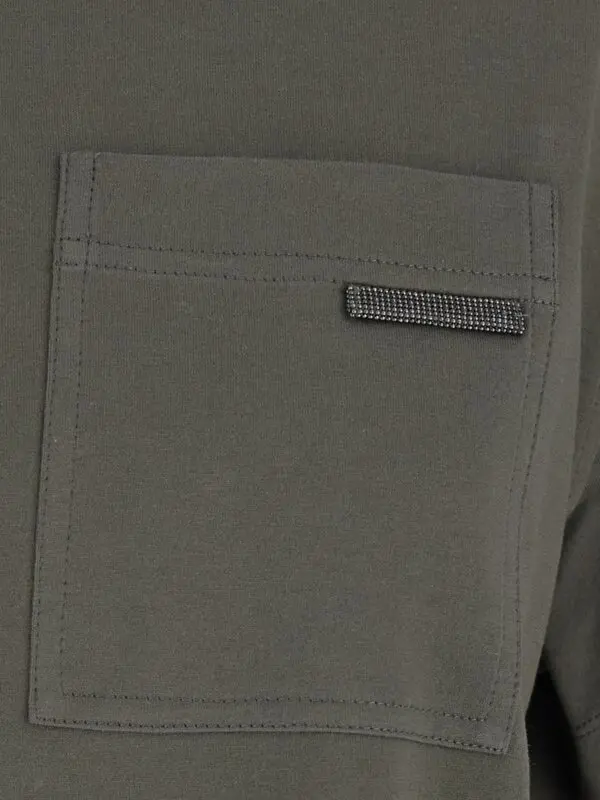 Brunello Cucinelli Cotton Crewneck T-shirt With Monili Embellishment - Green