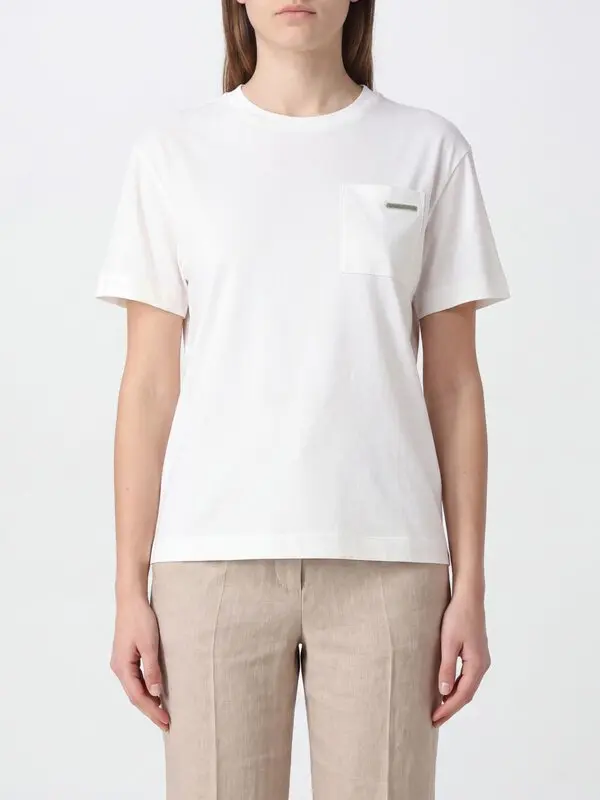 Brunello Cucinelli Cotton Crewneck T-shirt With Pocket And Monili Embellishment