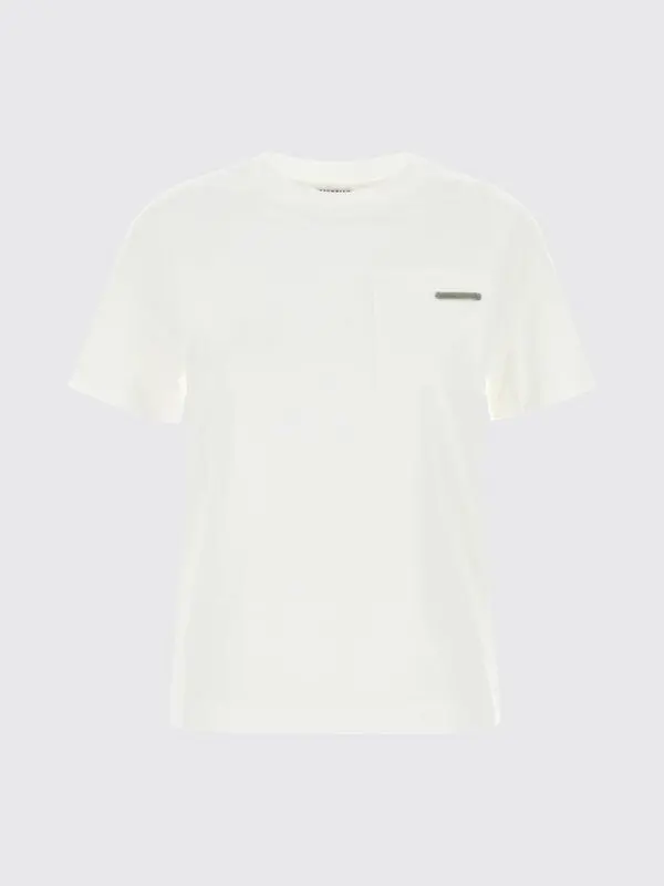Brunello Cucinelli Cotton Crewneck T-shirt With Pocket And Monili Embellishment