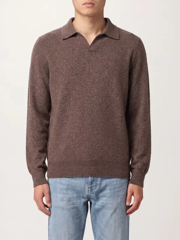 Brunello Cucinelli Long-sleeve V-neck Polo In 100% Cashmere - Dark