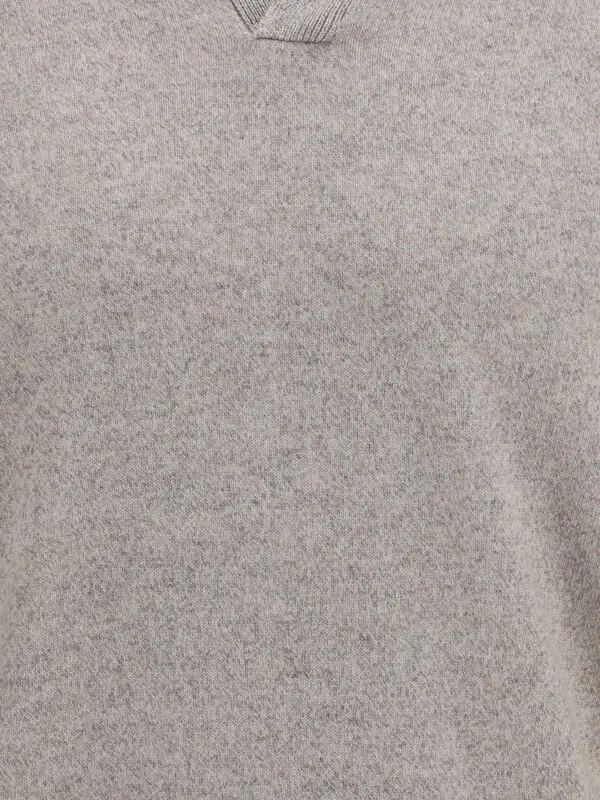 Brunello Cucinelli Long-sleeve V-neck Polo In 100% Cashmere - Grey