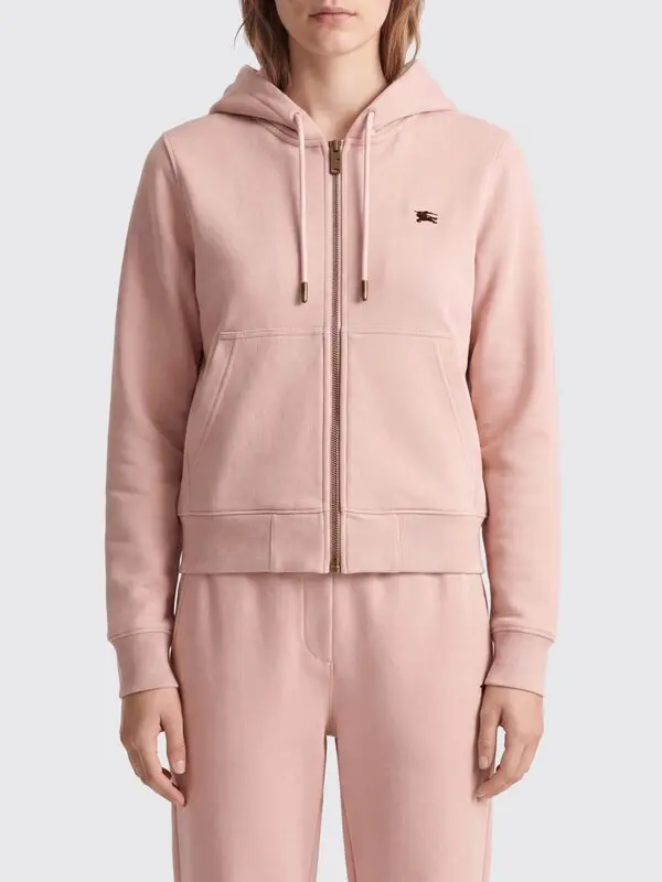 Burberry Embroidered Ekd Cotton Zip-up Hoodie - Pink