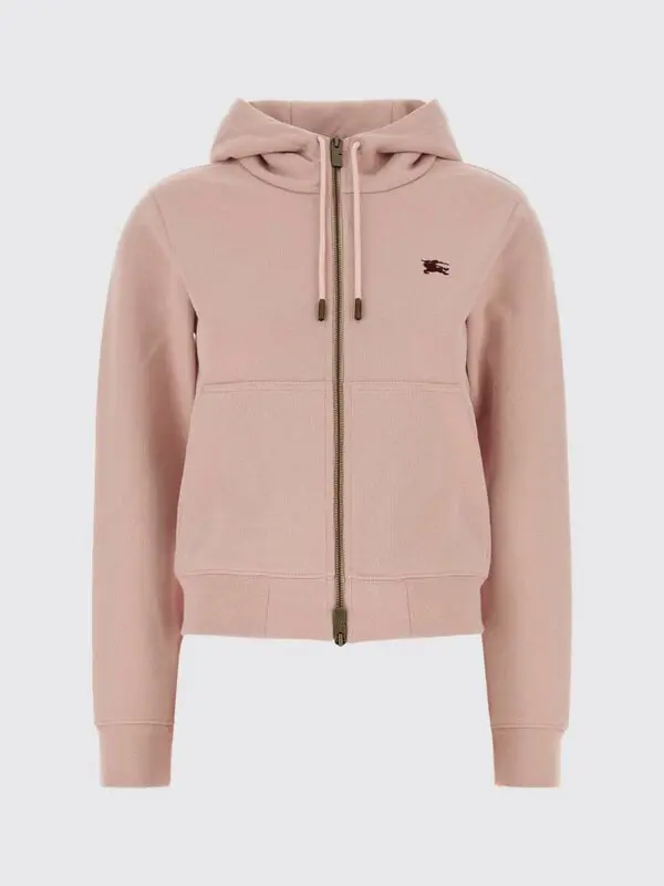 Burberry Embroidered Ekd Cotton Zip-up Hoodie - Pink