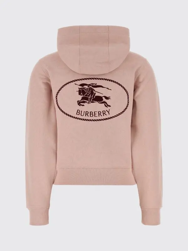 Burberry Embroidered Ekd Cotton Zip-up Hoodie - Pink