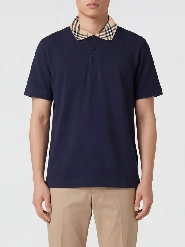 Burberry Short-sleeved Cotton Polo Shirt With Check Pattern Collar