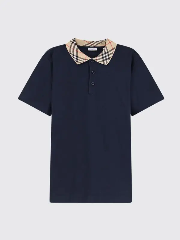 Burberry Short-sleeved Cotton Polo Shirt With Check Pattern Collar