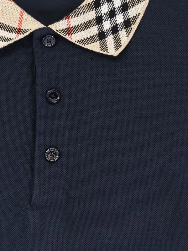Burberry Short-sleeved Cotton Polo Shirt With Check Pattern Collar