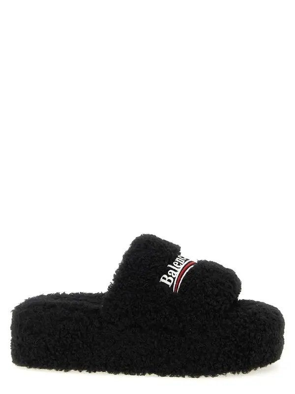 Balenciaga Furry Platform Slides