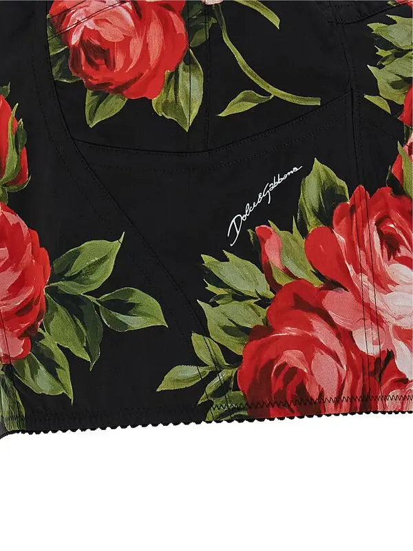 Dolce & Gabbana Bouquet Rose' Bustier Top - Black