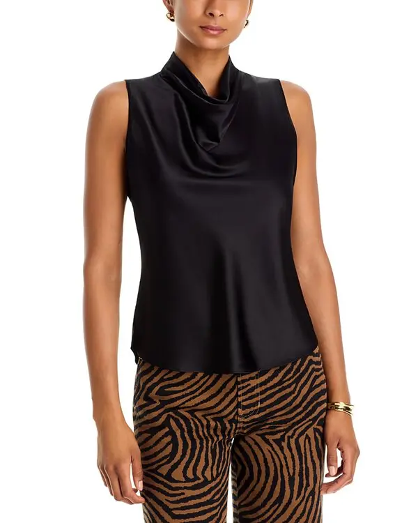 Veronica Beard Silk Blend Cowl Neck Top - Black