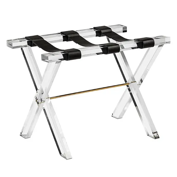 INTERLUDE HOME Ritz Luggage Stand - Clear/shiny Brass/black