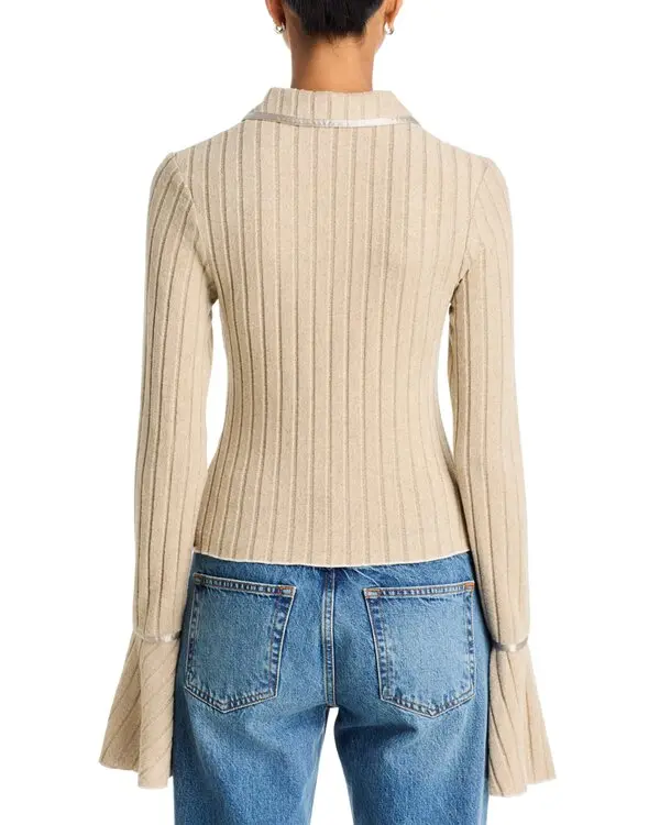AREA STARS Remi Ribbed Button Placket Top - Tan