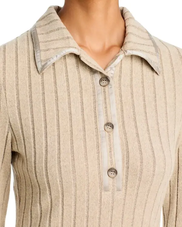AREA STARS Remi Ribbed Button Placket Top - Tan