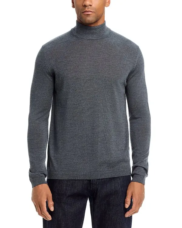 JACK VICTOR Wool & Silk Mock Neck Sweater - Grey