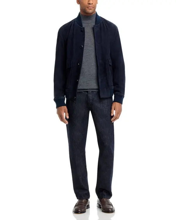 JACK VICTOR Wool & Silk Mock Neck Sweater - Grey