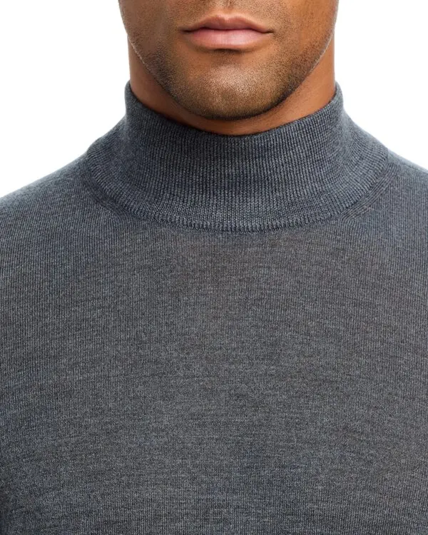 JACK VICTOR Wool & Silk Mock Neck Sweater - Grey
