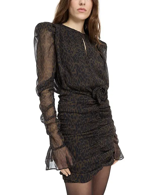 ROTATE BY BIRGER CHRISTENSEN Ruched Flower Mini Dress - Molé Comb