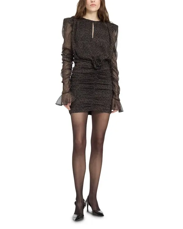 ROTATE BY BIRGER CHRISTENSEN Ruched Flower Mini Dress