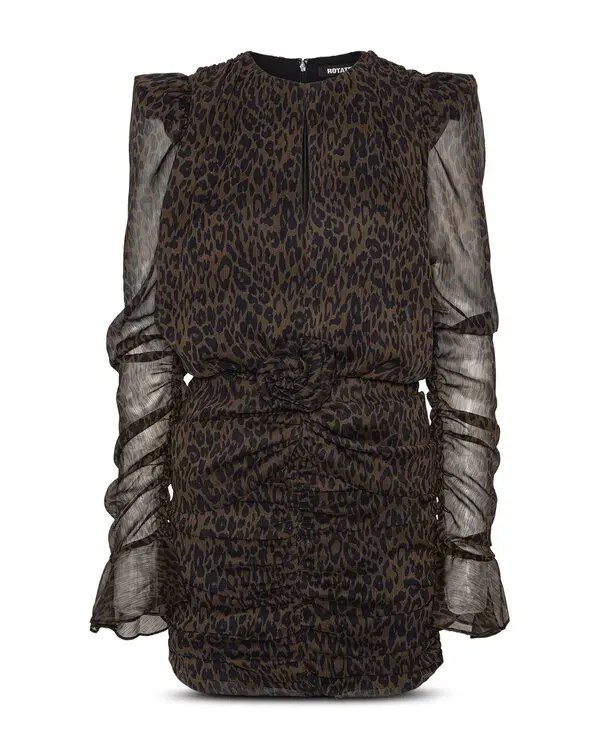 ROTATE BY BIRGER CHRISTENSEN Ruched Flower Mini Dress