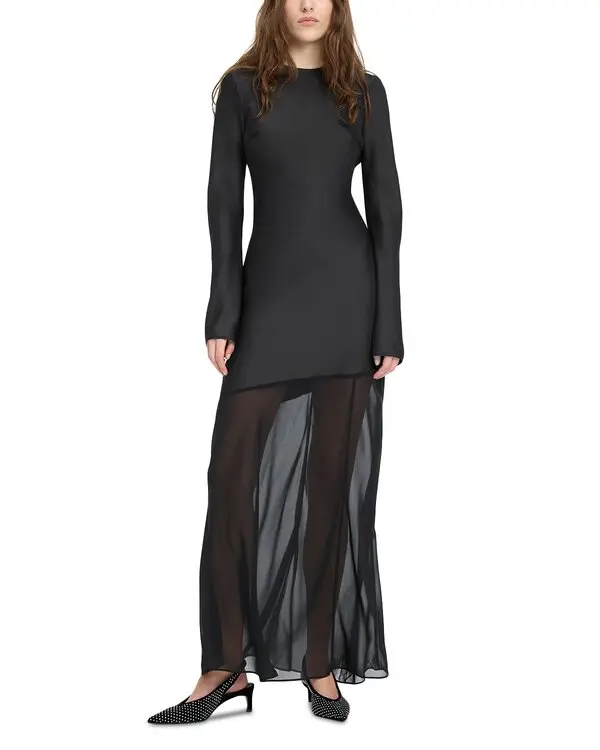 ROTATE BY BIRGER CHRISTENSEN Long Sleeve Slit Maxi Dress