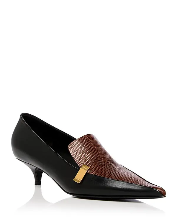 Proenza Schouler Slash Leather Loafer Pumps - Black/cuoio Combo