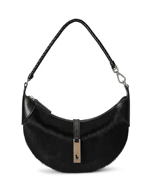 Polo Ralph Lauren Polo Id Mini Calf Hair Shoulder Bag - Black