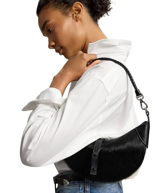 Polo Ralph Lauren Polo Id Mini Calf Hair Shoulder Bag - Black