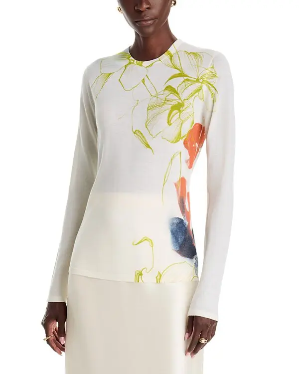 JASON WU Shadow Floral Merino Wool Crewneck Sweater