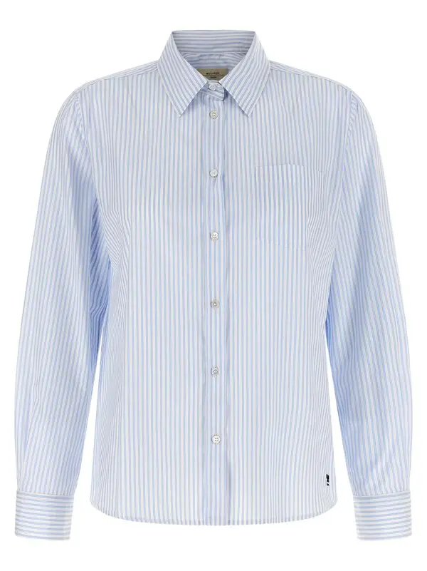 Max Mara Striped Cotton Poplin Shirt - Blue