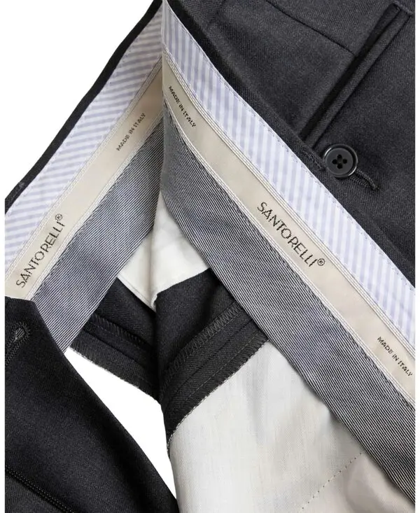 Santorelli Roma2 Super 130's Bi-stretch Wool Trousers - Charcoal