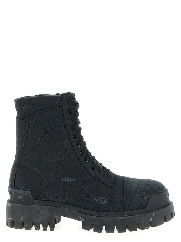 Balenciaga Cotton Combat Strike Boots - Black
