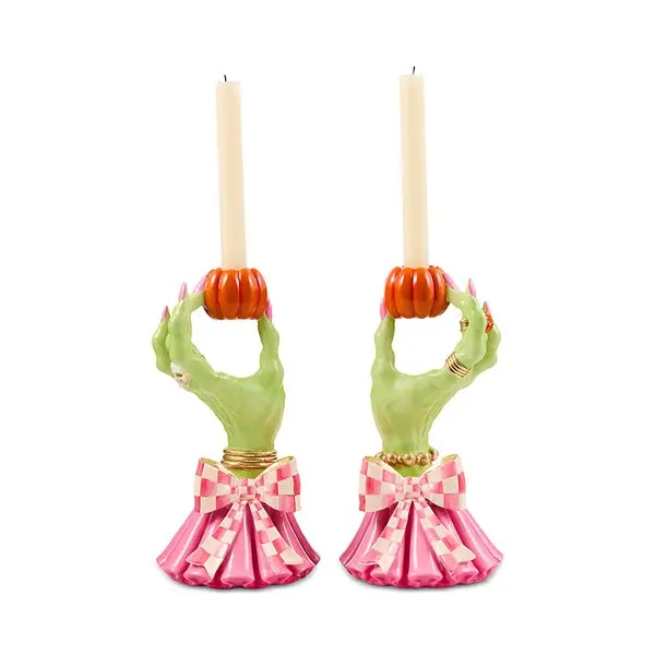 MACKENZIE-CHILDS Glam 'o' Ween Hand Candle Holders, Set Of 2
