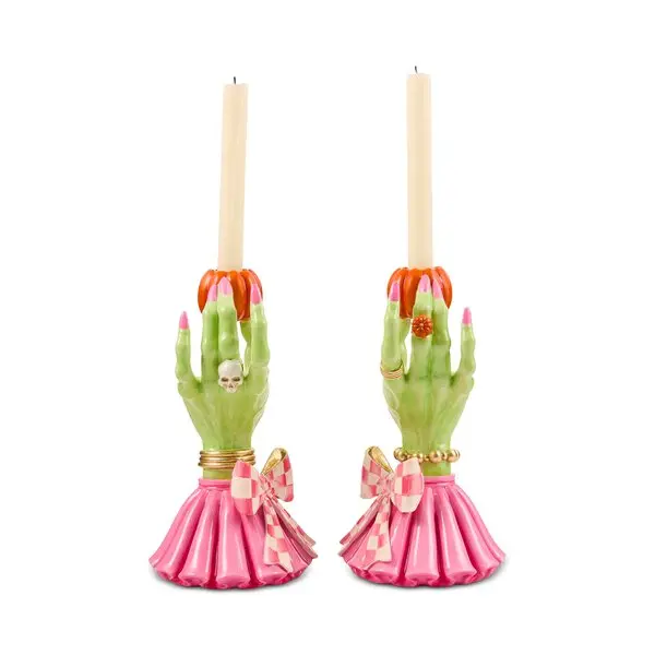 MACKENZIE-CHILDS Glam 'o' Ween Hand Candle Holders, Set Of 2