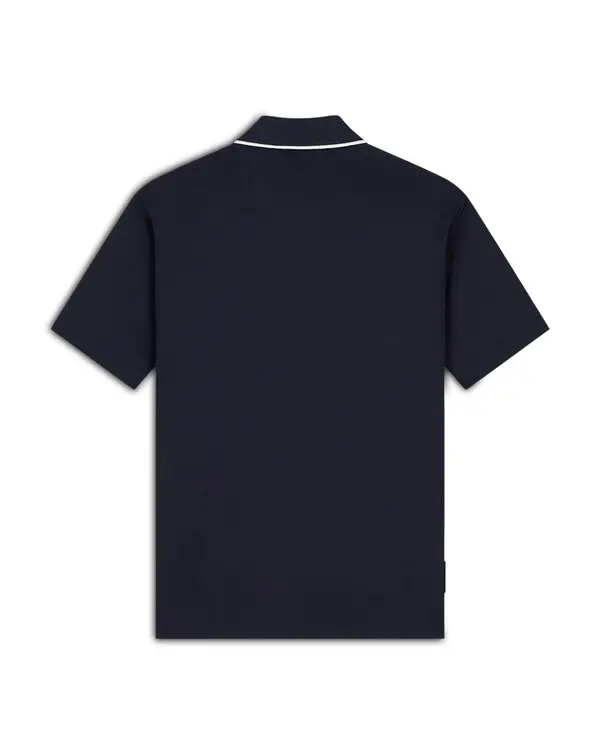 Emporio Armani Tipped Zip Polo Short - Navy