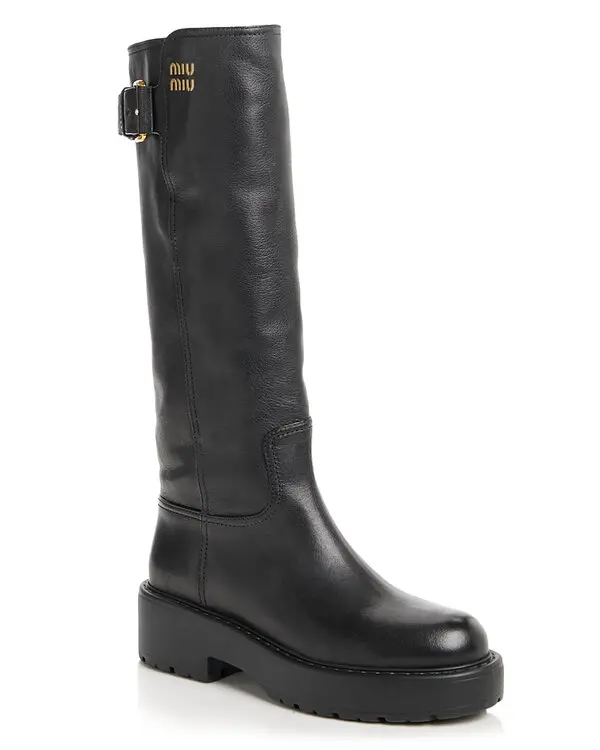 Miu Miu Tall Leather Boots - Nero