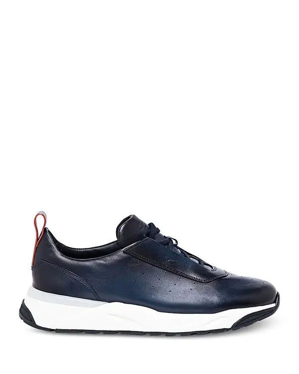 Santoni Leather Low Top Sneakers - Blue