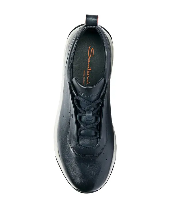 Santoni Leather Low Top Sneakers - Blue