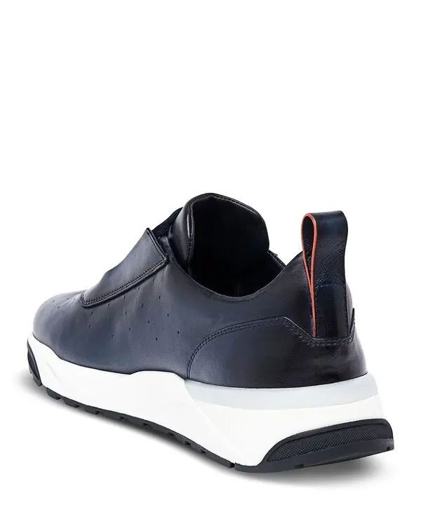Santoni Leather Low Top Sneakers - Blue