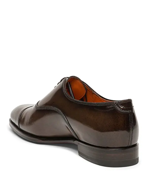 Santoni Leather Cap Toe Oxford Dress Shoes