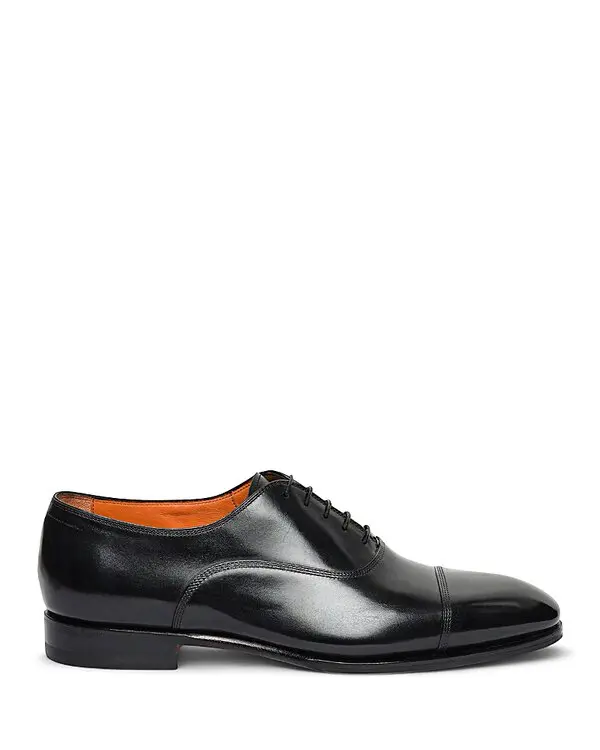 Santoni Leather Cap Toe Oxford Dress Shoes