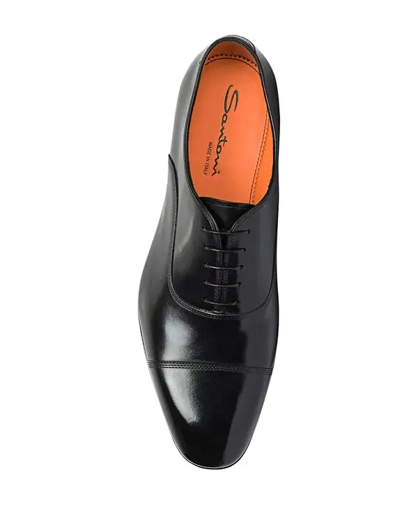 Santoni Leather Cap Toe Oxford Dress Shoes
