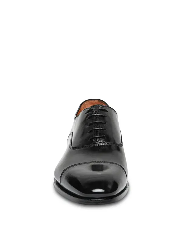 Santoni Leather Cap Toe Oxford Dress Shoes
