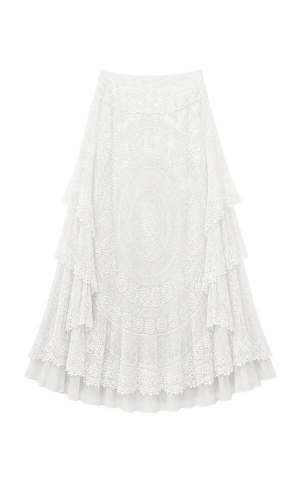 STUDIO CONSTANCE Crochet Cotton Lace Maxi Skirt