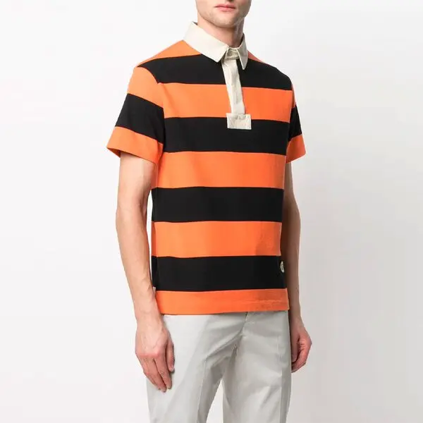 Gucci Striped Cotton Polo With Patch 'yellow Black