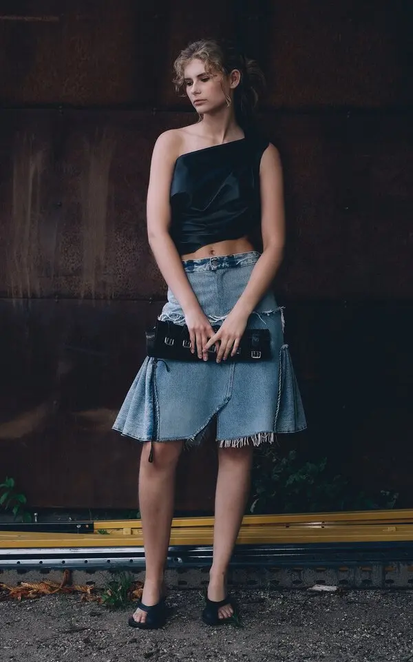 STUDIO CONSTANCE One-shoulder Leather Top