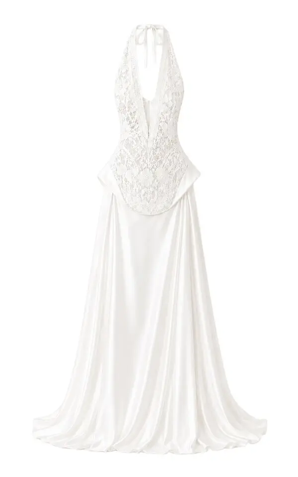 STUDIO CONSTANCE Sculptural Leather-blend Maxi Dress - White