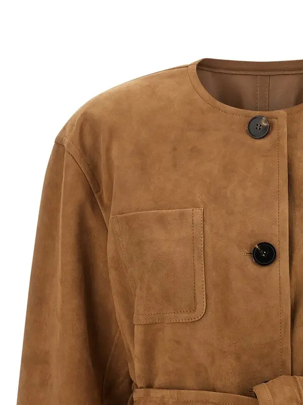 Max Mara Mstboemia Full-grain Suede Jacket - Brown