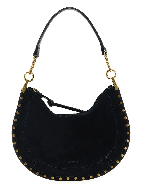 Isabel Marant Étoile Oskan Soft Zip Suede Handbag With Stud Appliqu - Black