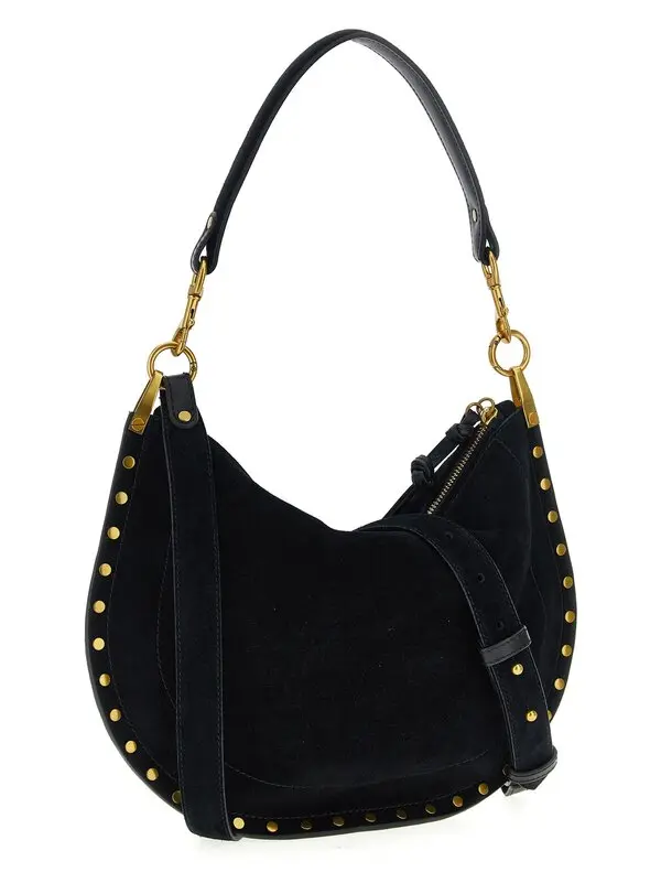 Isabel Marant Étoile Oskan Soft Zip Suede Handbag With Stud Appliqu - Black