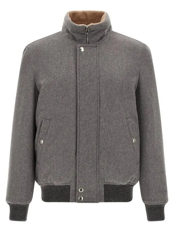 Brunello Cucinelli Cashmere And Vicuna Jacket - Gray